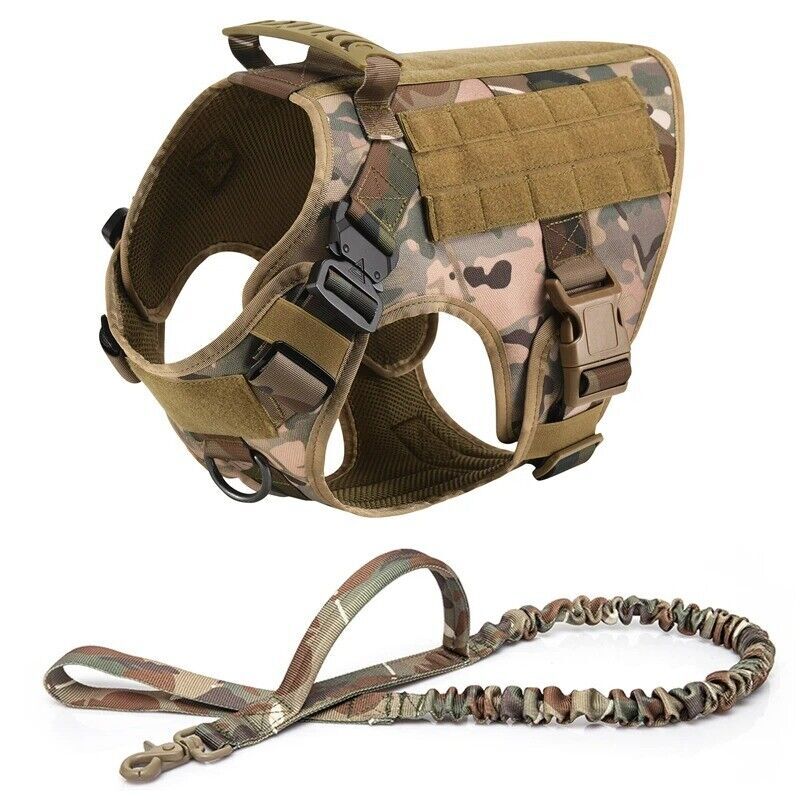 Military Pet Vest, Tactical Training Dog Harness and Leash Set For All ...