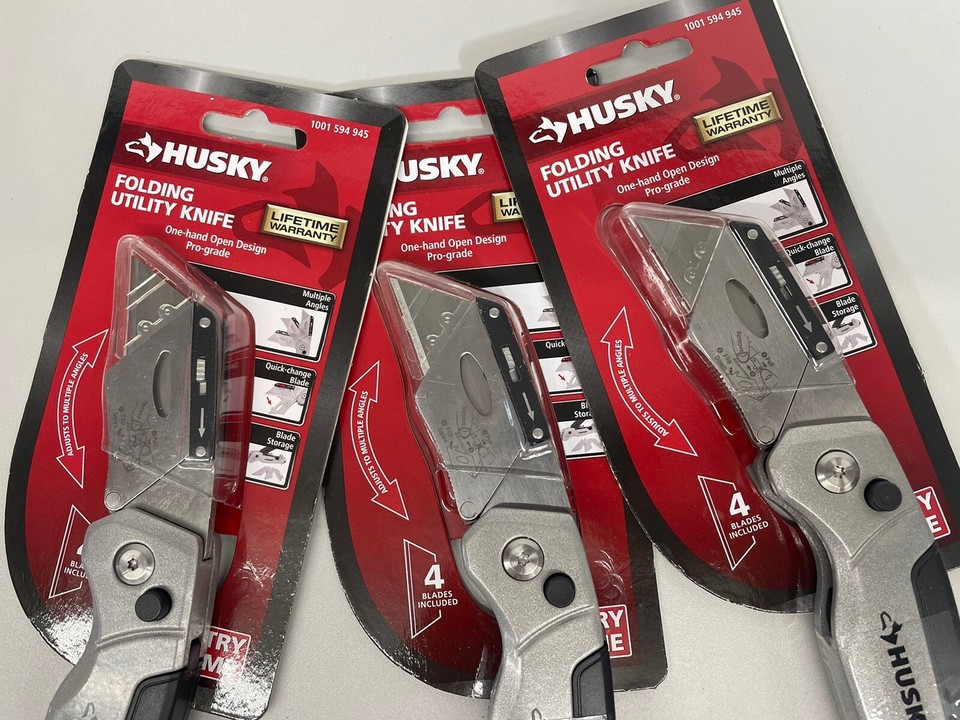 Husky FOLDING UTILITY KNIFE | MULTIPLE ANGLES | QUICK-CHANGE BLADE ...