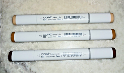 COPIC SKETCH Double-Ended Markers Medium Broad & Super Brush E35 E34 ...