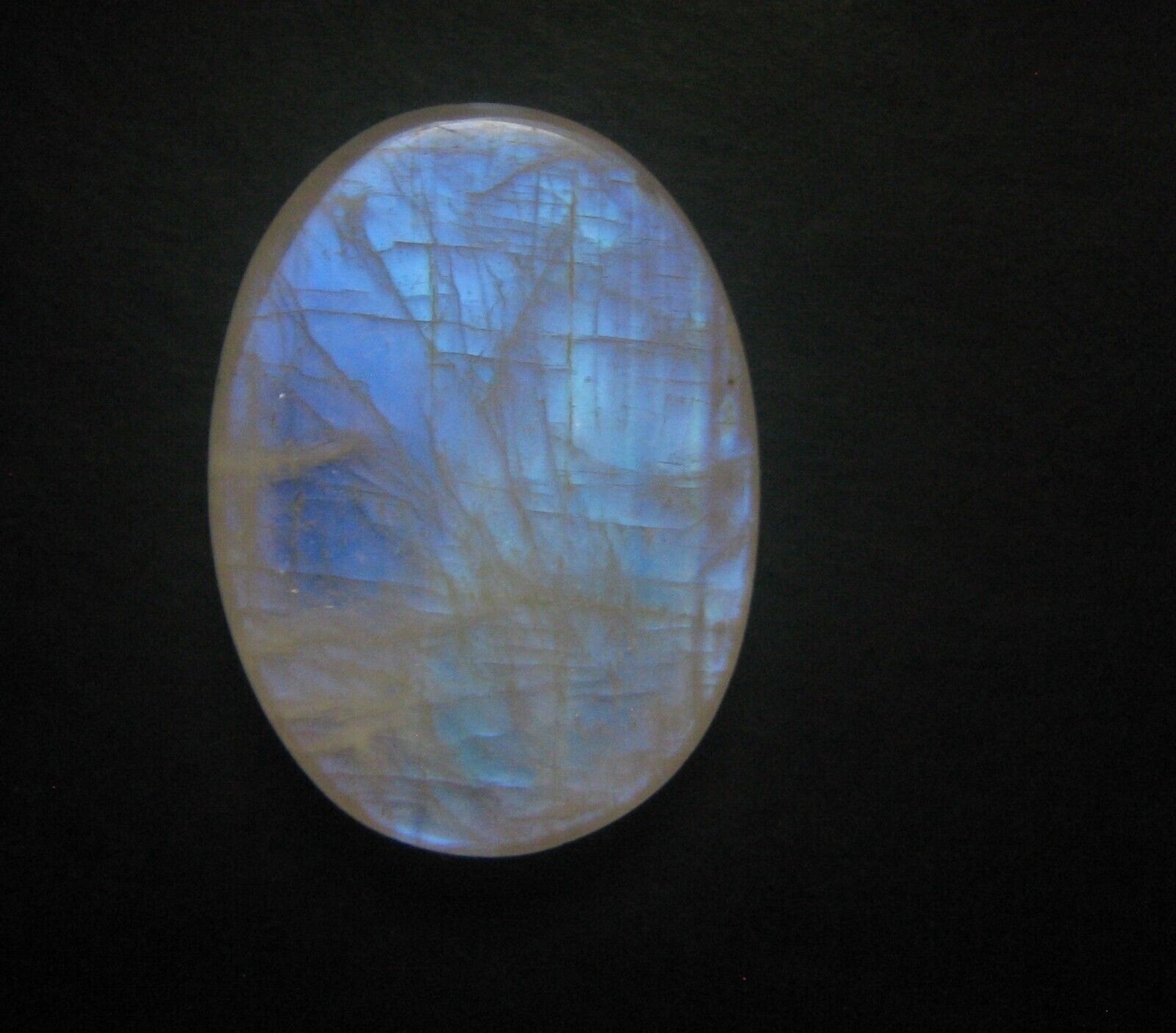 Natural Rainbow Moonstone Oval 34.25 ct Loose Gemstone Flat Back Cab H ...