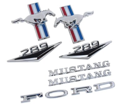 1965 1966 FORD MUSTANG 289 CHROME TRI BAR PONY FENDER HOOD EMBLEM ...