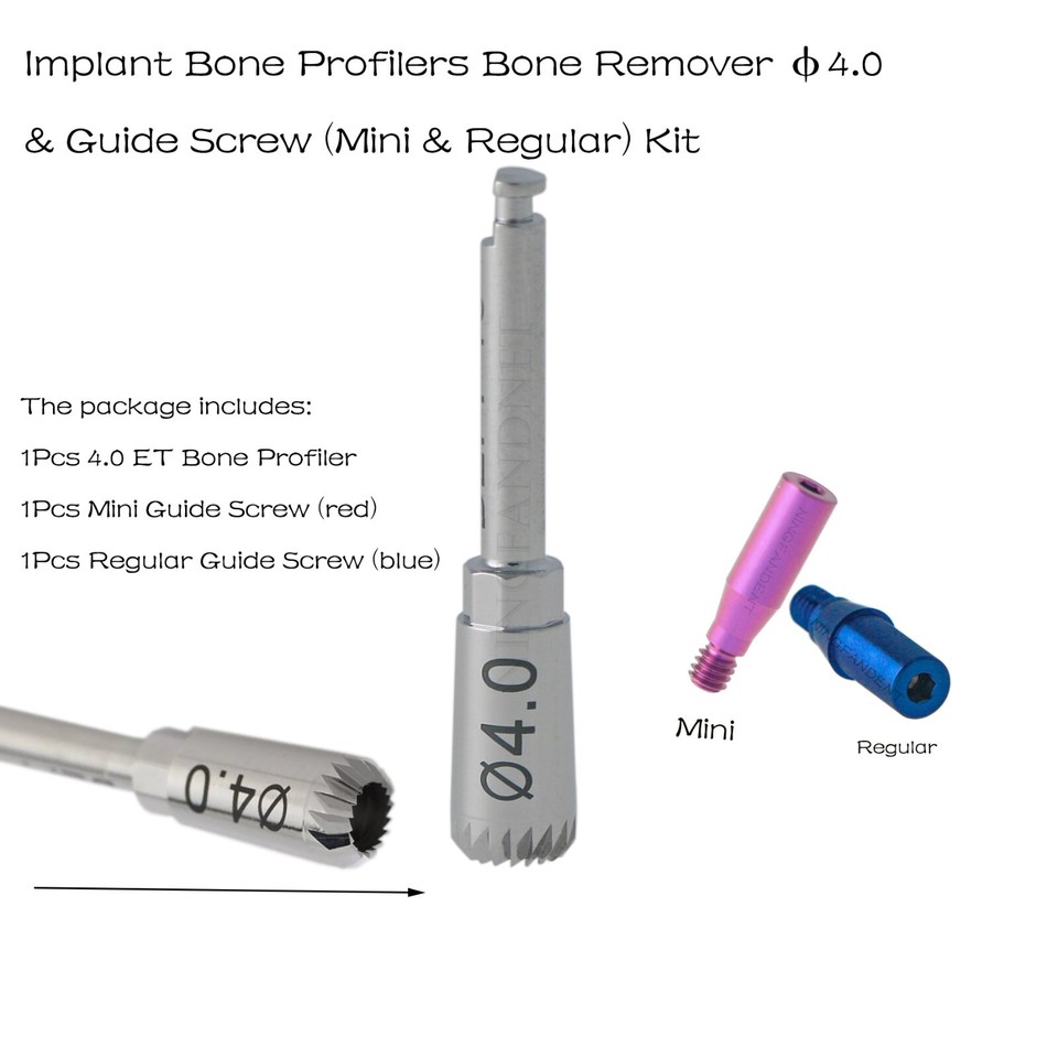 Universal Implant Bone Removal Profiler Tool 4.0mm D &Guide Screw Kit ...