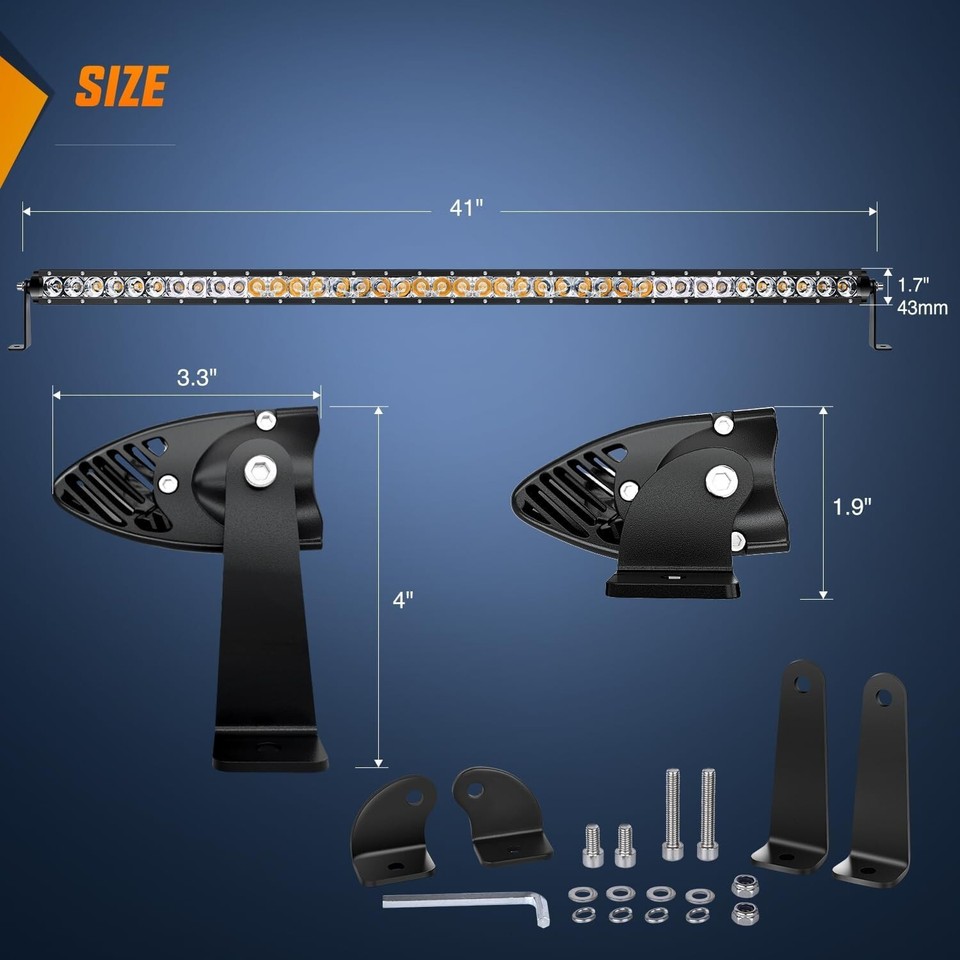 Nilight 41 Inch Amber Single Row Led Light Bar Super Slim 200W Comb ...