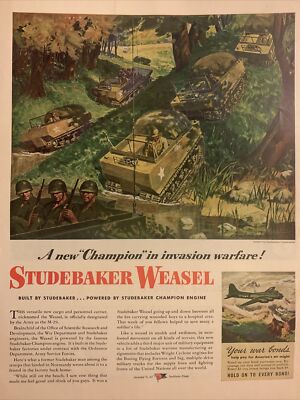 1944 vintage Studebaker Weasel print ad, A New Champion In Invasion Warfare! | eBay