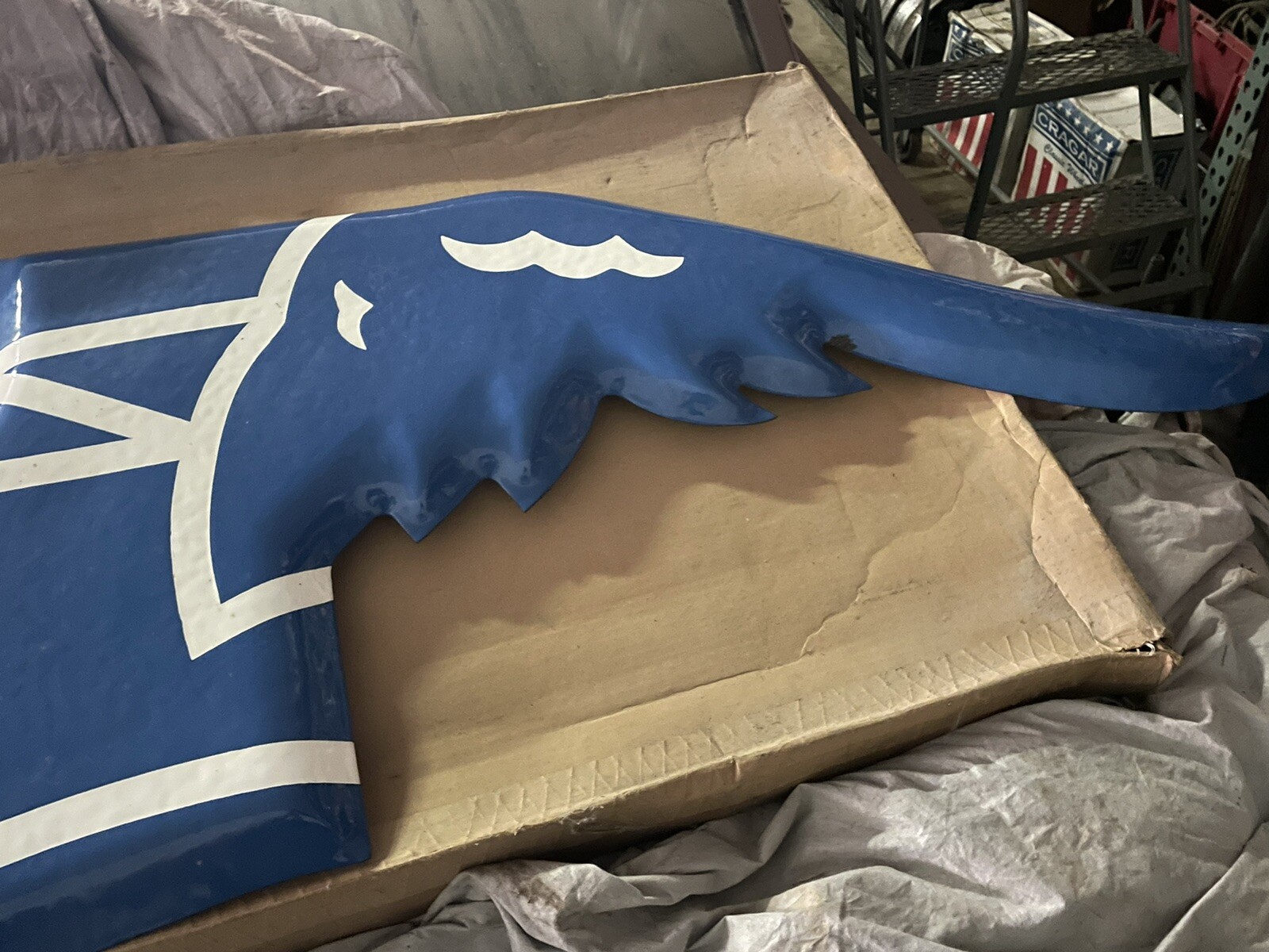 Vintage BLUE HUGE Porcelain Goodyear Wingfoot Flying Shoe Sign ...