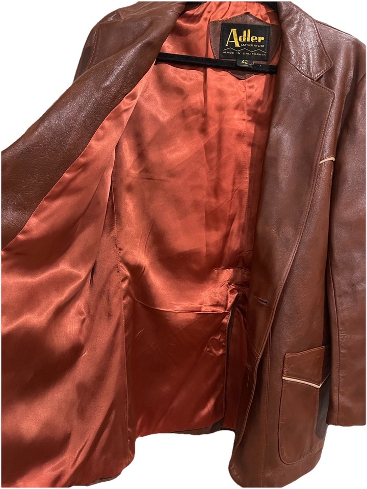 Vintage Adler Leather Mfg Co Jacket Cognac Brown Men’s 42 Western ...