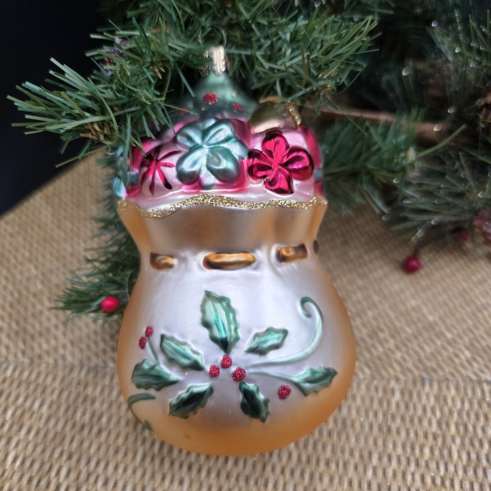 Lenox Glass Christmas Ornament Cookie Jar Teddy Bear Presents Holly ...