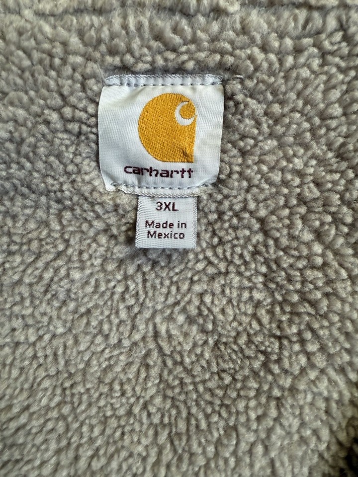 Carhartt Vest Mens Loose Fit GREEN Canvas Full-Zip Sherpa Lined 3XL | eBay