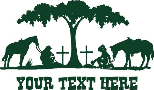 Praying Cowboy Cowgirl Cross Horse Tree Car Truck Window Vinyl Decal ...