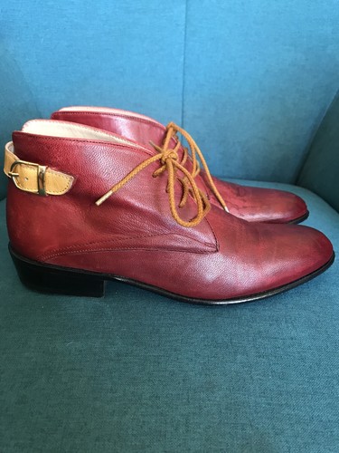 Leonardo Vero Cuoio Hand Made Leather Red Boots Womens EUR 35 US 5 ...