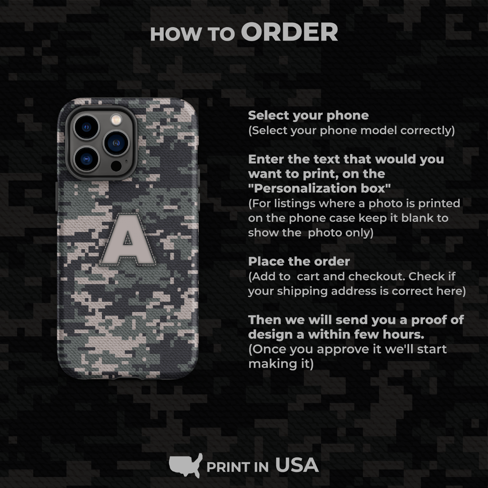 US Army Camouflage Unique Gift Personalized Case for iPhone 14 Pro Max ...