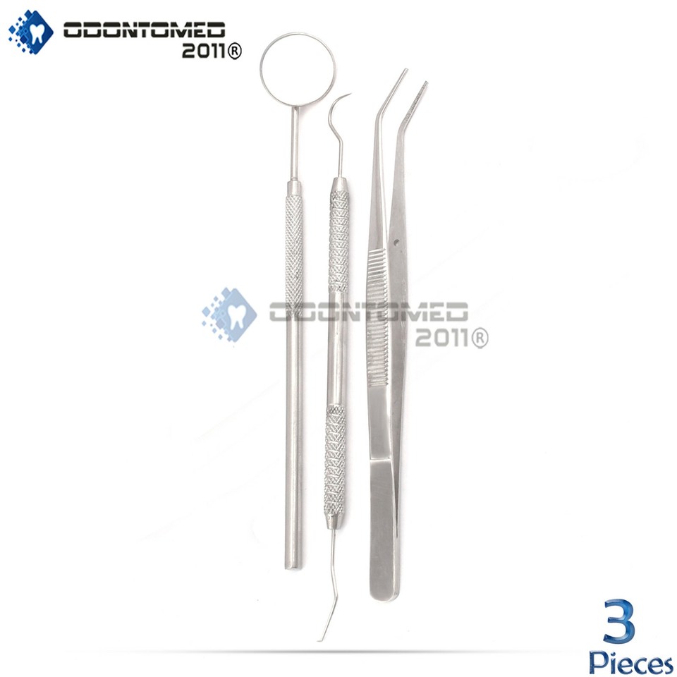 Basic Dental Instruments Set Mouth Mirror Explorer #5 Cotton Plain ...