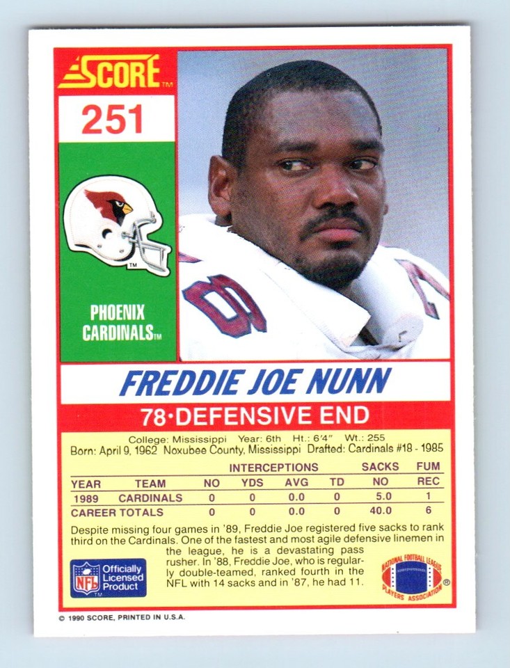 1990 Score Freddie Joe Nunn Phoenix Cardinals #251 | eBay