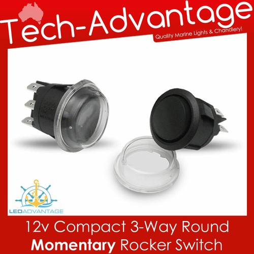 1 x 12V/24V 20 AMP Round Three-Way (ON)/OFF/(ON) MOMENTARY Recessed ...