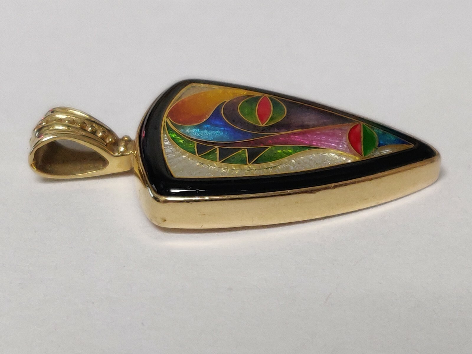 MAGICK FUSAGER DEMSKI EXPLORATION Ap5 PENDANT 14k ENAMEL FACE DESIGNER ...