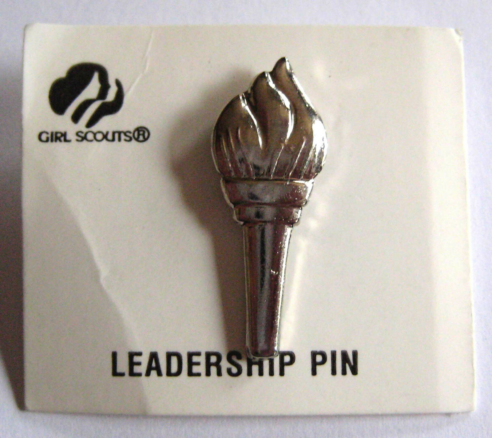 Girl Scout CADETTE LEADERSHIP PIN Silver Torch Award Earned Button ...
