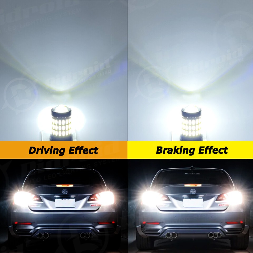 2x White 1157 LED Turn Signal Brake Stop Tail Parking Light Bulb Super ...