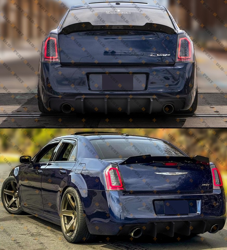 FOR 2012-2014 CHRYSLER 300 300S AMPP MATTE BLACK SHARK FIN REAR BUMPER ...