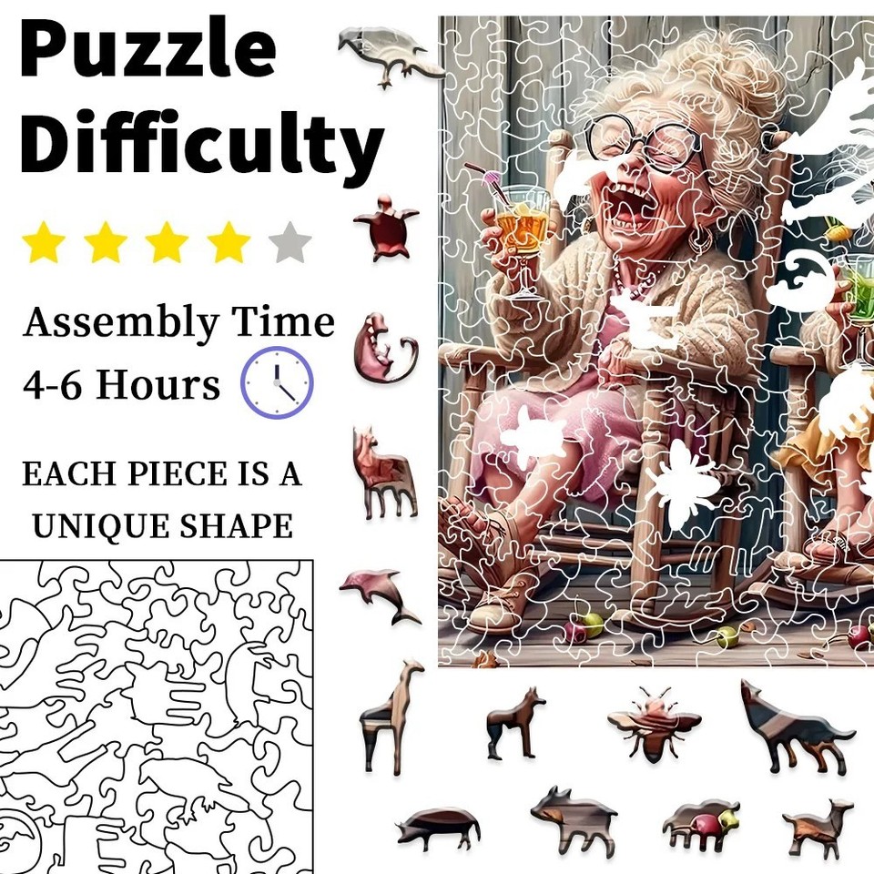 Adult Wooden Puzzle Unique Animal Shape Jigsaw – Irregular Wood Puzzle ...