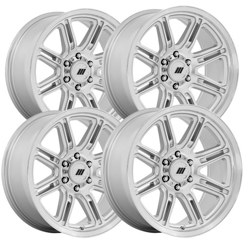 (Set of 4) Pro Comp PA206 Snare 16x8 8x6.5" +0mm Silver Wheels Rims 16 ...