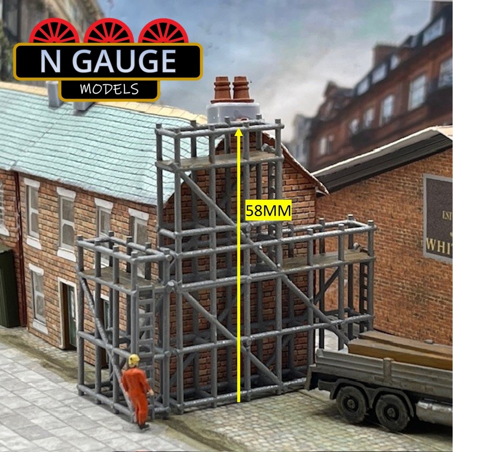 PAINTED - N Scale Gauge 1:148 Scaffold Set - Scaffolding (Construction ...