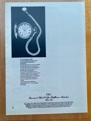 IWC Taschenuhr International Watch Co. 80s retro 1981 Vintage Ad ...