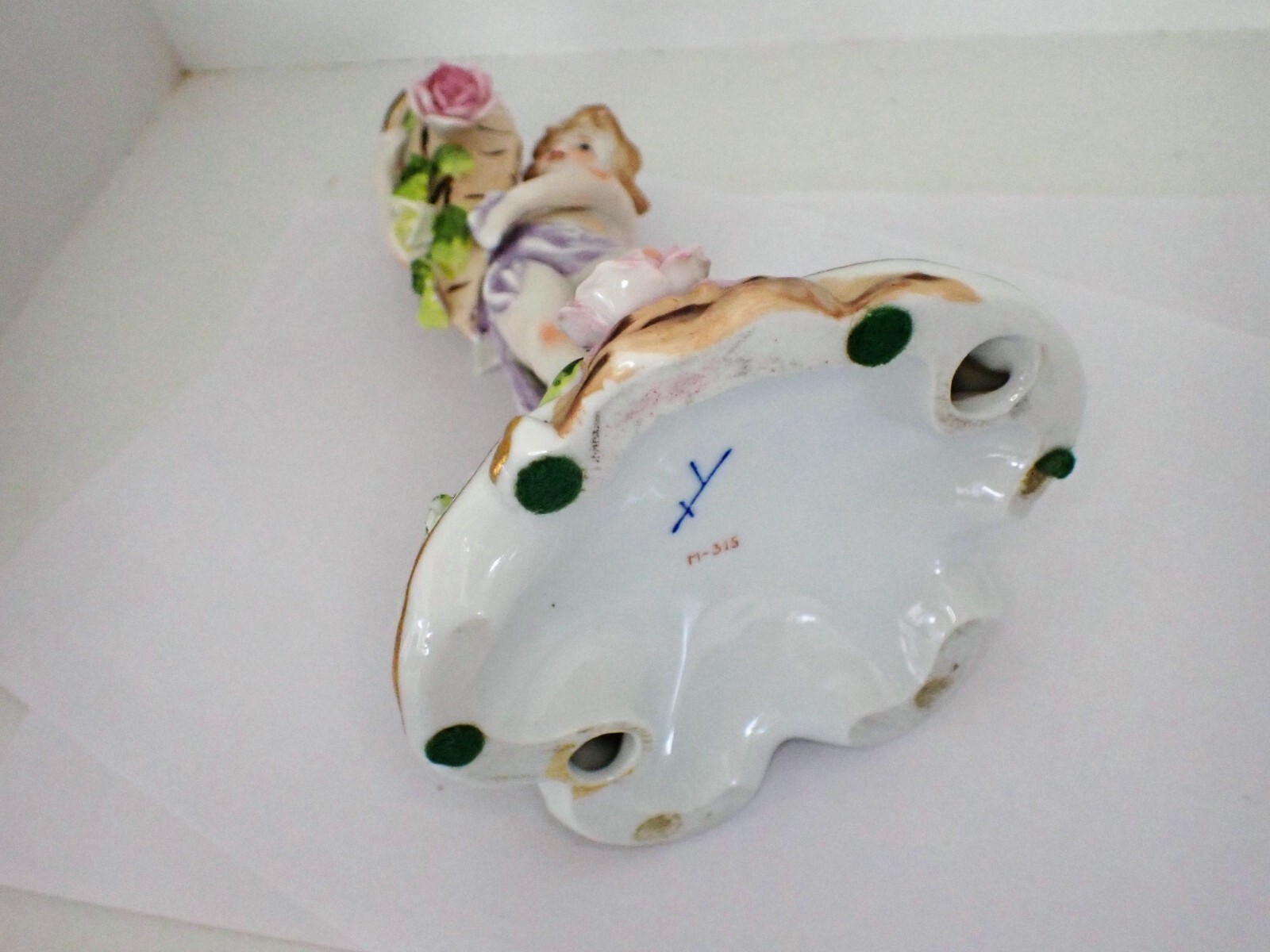 Vintage Porcelain Boy Angel Figurine Candle Holder Candlestick Flowers ...