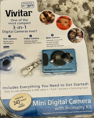 Vivitar Mini 3-in-1 Digital Keychain Camera w/ Accessories 16Mb, NEW ...