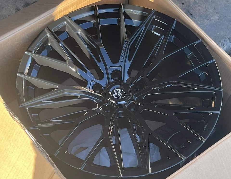 22" Inch BLACK Lexani Aries STAGGERED 5x112 Audi Benz BMW Wheels Rims ...