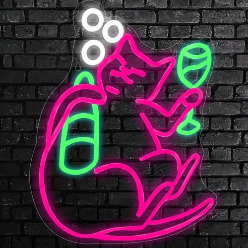 Cat Neon Sign Cat Beer Neon Sign LED Neon Sign Man Cave Wall Decor with ...