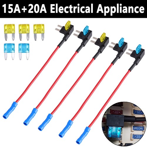 15Pcs Fuse TAP Adapter Kit 12V 20 Amp Car Add Circuit Mini ATM APM ...