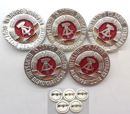 5x socialist East germany badge 1964 GDR ( State emblem in the wreath ...