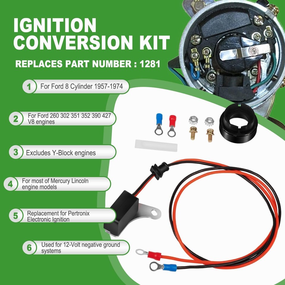 For Ford V8 Pertronix 1281 Ignition Points-to-Electronic Conversion Kit ...