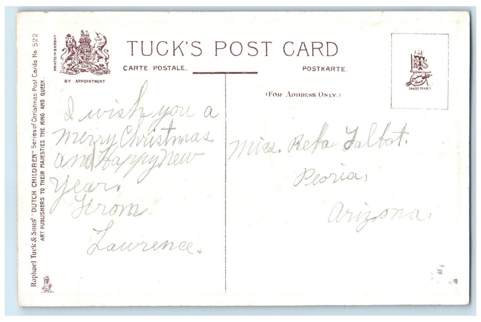 c1910's Christmas Greetings Dutch Kids Dancing Tuck's Posted Antique ...