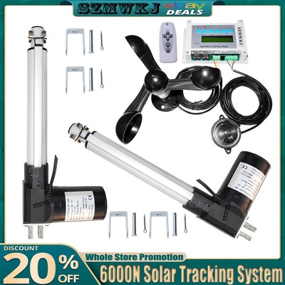 12V LCD 6000N Solar Tracking Tracker Dual Axis Kits W/ 12V 2X8" Linear ...