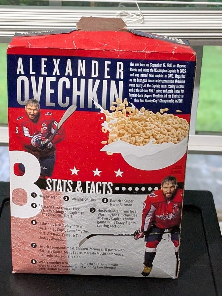 Ovi O's Cereal - Alex Ovechkin - Washington Capitals 2019 | eBay