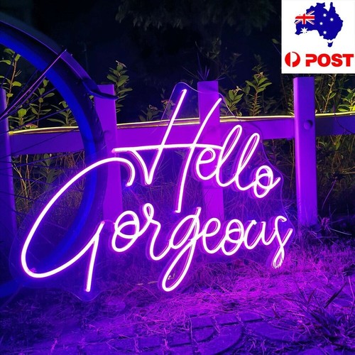 25" Hello Gorgeous LED Neon Light Sign Wedding Party Beer Bar Bedroom ...