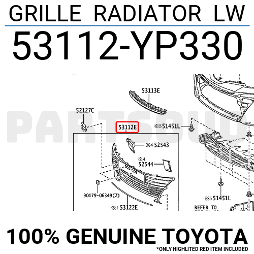 53112YP330 Genuine Toyota GRILLE RADIATOR LW 53112-YP330 | eBay
