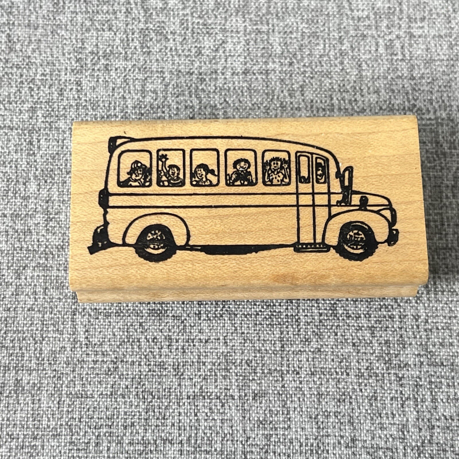 Kids on School Bus Wood Rubber Stamp Visions of Ink Vintage | eBay