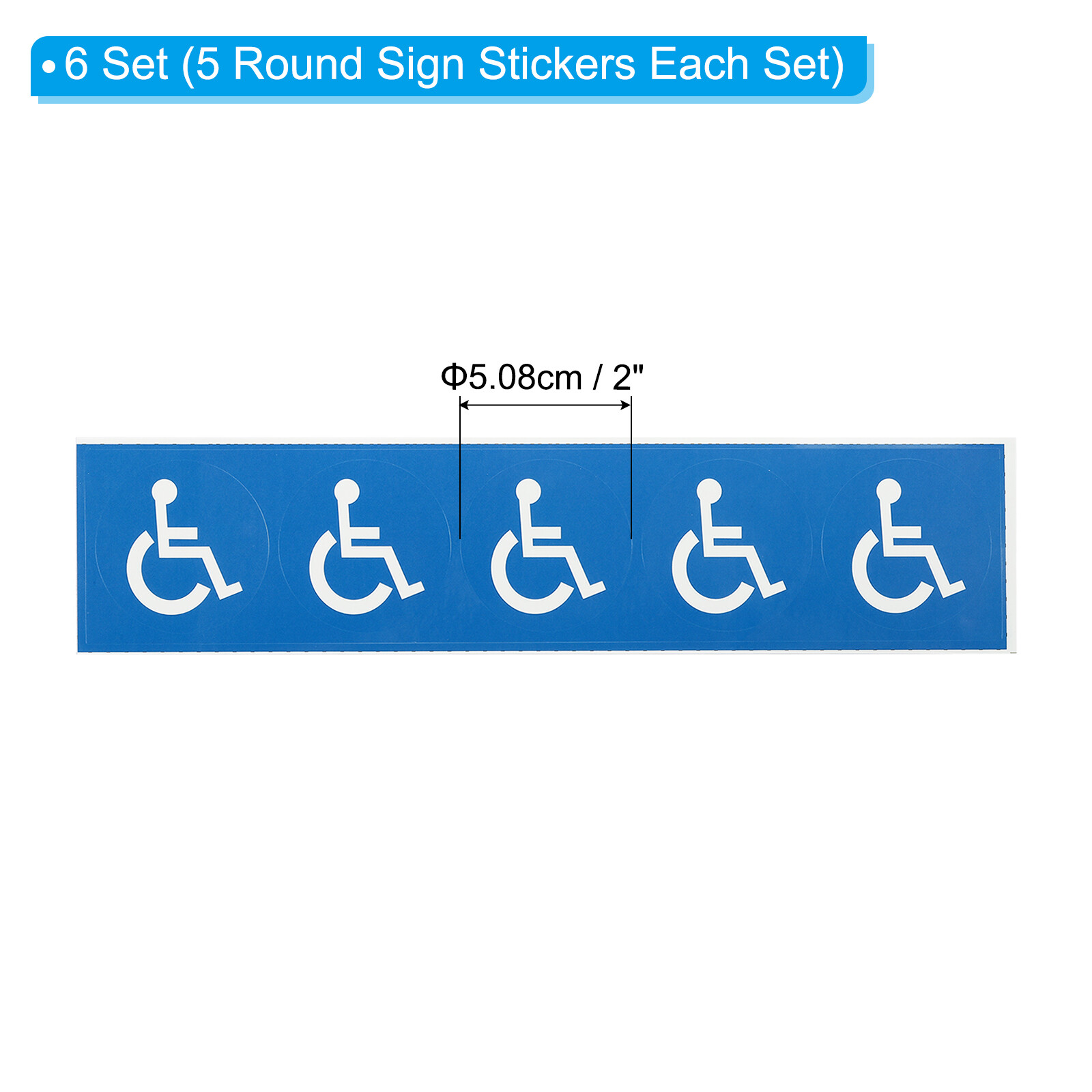 6 Set 2 Inch Handicap Sign Stickers Vinyl Accessible Sign Disabled ...