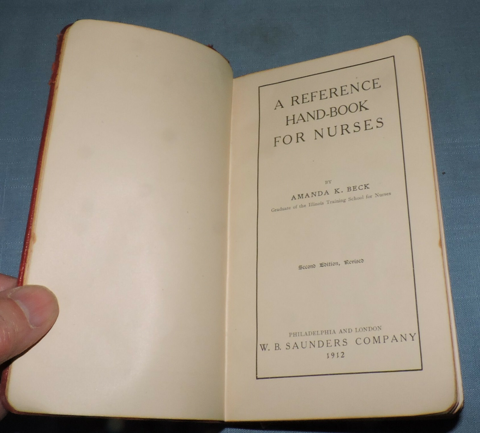 Vintage Book Reference Hand-Book for Nurses Amanda K Beck 1912 2nd Ed ...