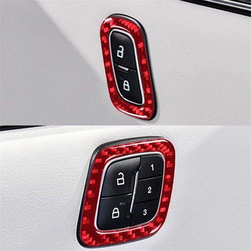 Red Carbon Fiber Interior Door Lock Pins Cover Trim 2Pcs for Ford ...