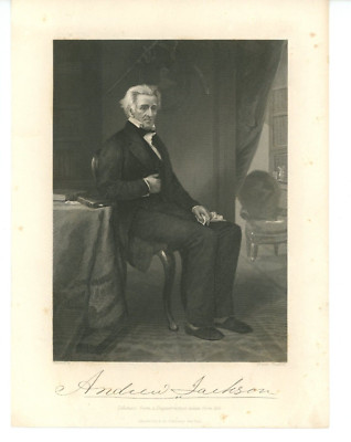 7.5x10 Original Engraving 7th US President Andrew Jackson by Alonzo ...