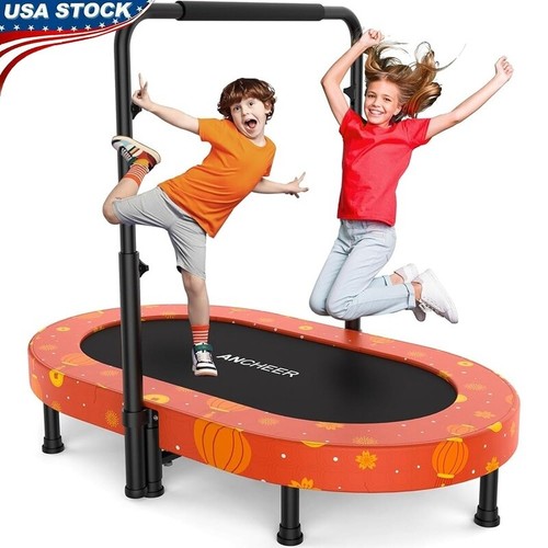 56 Inch Double Mini Trampoline Adjustable Handle Bars Indoor Outdoor ...