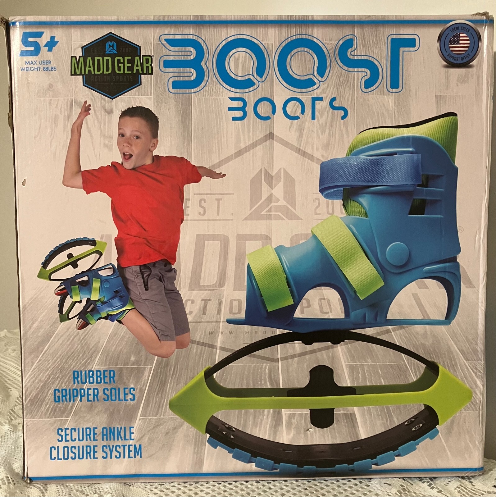 MADD Gear Kid's Blue/Green Rubber Gripper soles Boost Boots - Kid's US ...