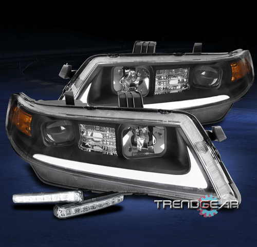 FOR 2004-2008 ACURA TSX CL9 LED BAR PROJECTOR BLACK HEADLIGHT LAMP W ...