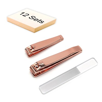 12 Packs Rose Gold Nail Clippers Finger Toenail Cutter Nail File Trimmer Clipper | eBay