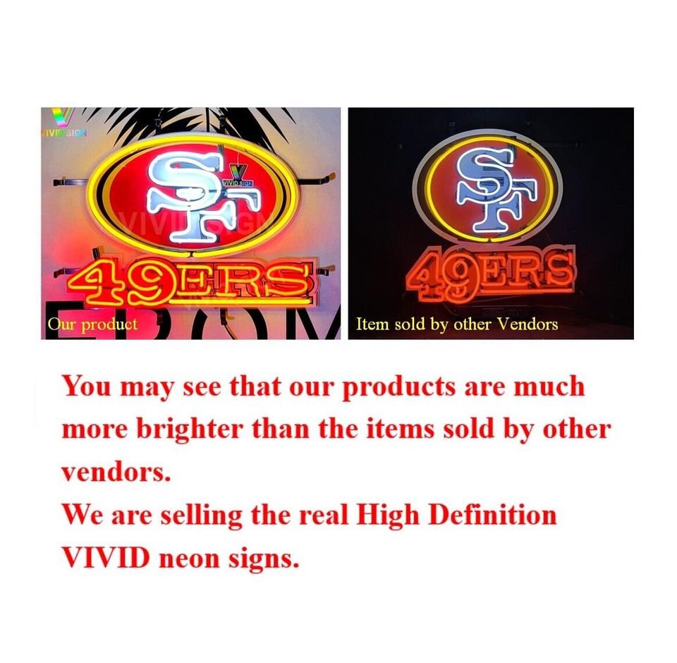 San Francisco 49ers Logo Neon Light Sign Lamp 17"x17" With HD Vivid ...