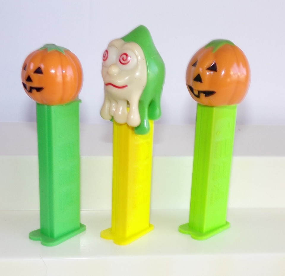 PEZ Halloween Witch Pumpkin Skull Ghost Neil Slimy Sid Happy Henry ...