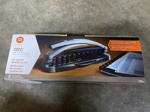 Staples Arc Desktop Paper Punch, 8-Sheet 11 Hole Capacity, Black & Gray ...